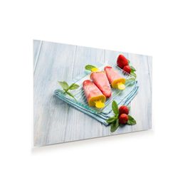 Primedeco Glasbild Wandbild Erdbeer Eis mit Aufhängung