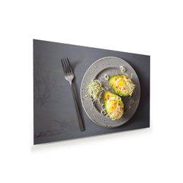 Primedeco Glasbild Wandbild Ei gebacken in Avocado mit Aufhängung
