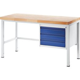 Rau Werkbank, Gestellbauweise, 3 Schubladen Größe L, Tiefe 700 mm, Breite 1000 mm