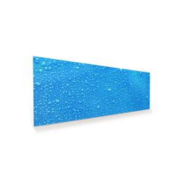 Primedeco Glasbild Wandbild Regentropfen auf blau mit Aufhängung