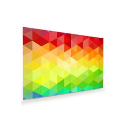 Primedeco Glasbild Wandbild 3D Dreieck farbig mit Aufhängung