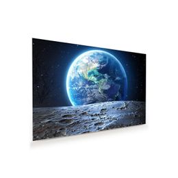 Primedeco Glasbild Wandbild Blaue Erde vom Mond aus mit Aufhängung