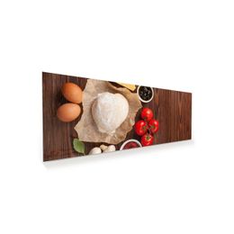 Primedeco Glasbild Wandbild Zutaten für Pizza mit Aufhängung