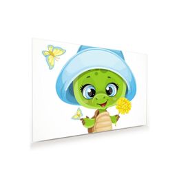 Primedeco Glasbild Wandbild Cartoon Baby-Schildkröte mit Aufhängung