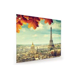 Primedeco Glasbild Wandbild Herbst in Paris mit Aufhängung