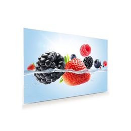 Primedeco Glasbild Wandbild Beeren im Wasser mit Aufhängung