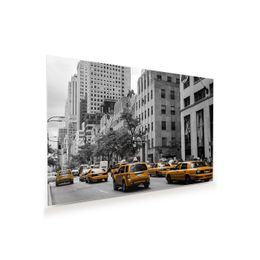 Primedeco Glasbild Wandbild NYC Taxi