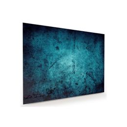 Primedeco Glasbild Wandbild Grunge Wand in Blau mit Aufhängung