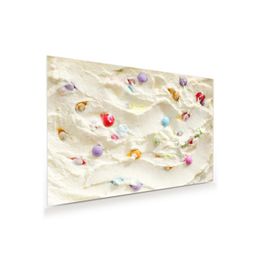 Primedeco Glasbild Wandbild Bunte Perlen in Eiscreme mit Aufhängung
