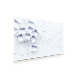 Primedeco Glasbild Wandbild Eiswürfel auf hellem Tisch mit Aufhängung