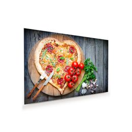 Primedeco Glasbild Wandbild Herz aus Pizza mit Aufhängung
