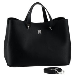 Tommy Hilfiger Henkeltasche TH EMBLEM SATCHEL, mit TH-Emblem vorne, schwarz