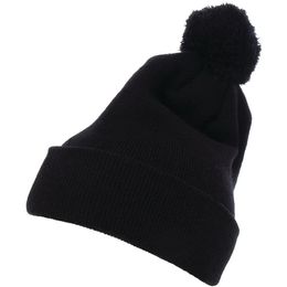 Flexfit Cuffed Pom Pom Knit Beanie Mütze schwarz