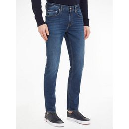 Tommy Hilfiger Straight-Jeans STRAIGHT DENTON STR CHARLES BLUE mit Tommy Hilfiger Leder-Batch am hinteren Bundabschluss, blau