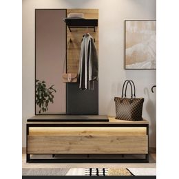 Compleo Garderoben-Set LIMA mit Spiegel und Kleiderbügeln