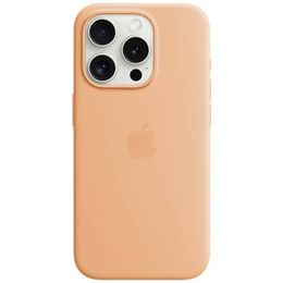 Apple Silicon Case MagSafe Backcover Apple iPhone 15 Pro Sorbet Orange Induktives Laden, Stoßfest