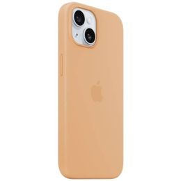 Apple Silicon Case MagSafe Backcover Apple iPhone 15 Sorbet Orange Induktives Laden, Stoßfest