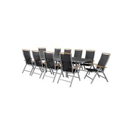 ib style Garten-Essgruppe Diplomat Silber XXL + 10 Stühle