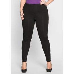 sheego Große Größen: Leggings mit Spitzeneinsatz, schwarz, Gr.46