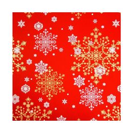 Star Geschenkpapier, Geschenkpapier Schneeflocken Muster 70cm x 2m Rolle rot / weiß / gold