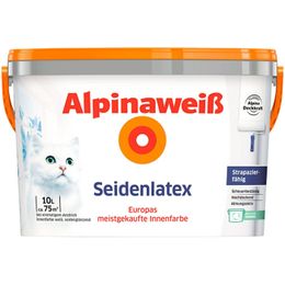 Alpina Wandfarbe Alpinaweiß Seidenlatex, seidenglänzend, 10 Liter, weiß