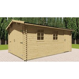 Finn Art Blockhaus Garage Holzgarage Schweden 41 mit Holztor natur