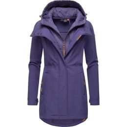 Ragwear Softshellmantel Ybela sportliche, gefütterte Outdoorjacke mit Kapuze, lila