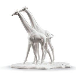 Casa Padrino Dekofigur Casa Padrino Luxus Giraffen Figur / Skulptur Weiß 28 x H. 27 cm