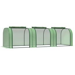 Outsunny Minifoliengewächshaus mit 3 Rolltüren grün (Farbe: grün)