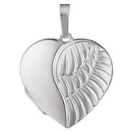 Schmuck Krone Kettenanhänger Medaillon Anhänger Herz Flügel aus 925 Silber zum Öffnen mit Muster