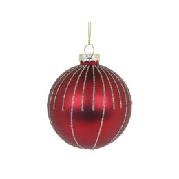 Chic Antique Weihnachtskugel mit Glitzer, rot, D8 cm, Modell 3