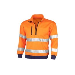 Qualitex HIGH QUALITY WORKWEAR Sweatshirt signalfarbener Arbeitspullover für PROfessionals mit Zertifizierung (1-tlg) Warnschutz-Troyer