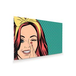 Primedeco Glasbild Wandbild Mädchen mit farbigem Haar mit Aufhängung