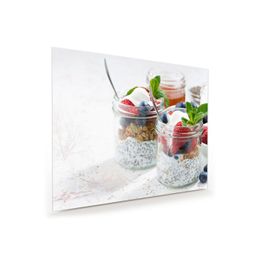 Primedeco Glasbild Wandbild Frühstück im Glas mit Aufhängung