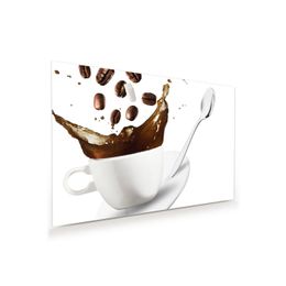 Primedeco Glasbild Wandbild Kaffeetasse und Löffel mit Aufhängung