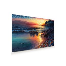 Primedeco Glasbild Wandbild Ozean Beach Sonnenuntergang mit Aufhängung