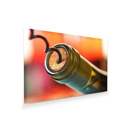 Primedeco Glasbild Wandbild Korkenzieher aus Weinflasche mit Aufhängung