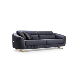JVmoebel 3-Sitzer Sofa 3 Sitzer Polstersofa Blau Textil Sitz Design Couch Modern Neu
