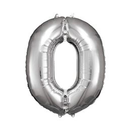 Amscan Folienballon Folienballon Zahl 0 Silber 50 cm x 66 cm