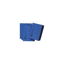PAGNA Organisationsmappe Ordnungsmappe DIN A4 280g/m² Pressspankarton Farbe: blau Farbe des Fächerblocks: schwarz 12 Fächer