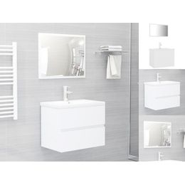 vidaXL Badezimmer-Set Badmöbel-Set Weiß Spanplatte Badezimmer Waschbecken Schränke