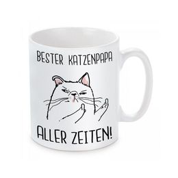 Herzbotschaft Tasse Kaffeebecher mit Motiv Bester Katzenpapa aller Zeiten!