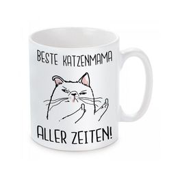 Herzbotschaft Tasse Kaffeebecher mit Motiv Beste Katzenmama aller Zeiten!