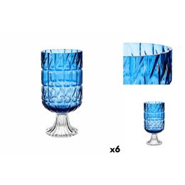 Gift Decor Dekovase Vase Schnitzerei Blau Glas 13 x 26