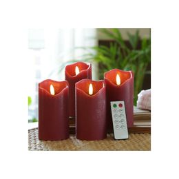 MARELIDA LED-Kerze LED Kerzenset Adventskerzen Echtwachs Fernbedienung H: 13cm rot 4St. (4-tlg)