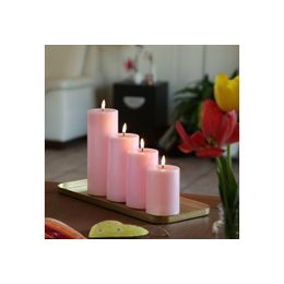 Deluxe Homeart LED-Kerze LED Kerzenset MIA Echtwachs Deluxe 4 Größen rosa mit Batterien Fernb. (5-tlg)