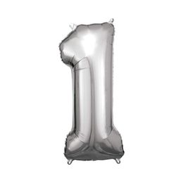 Amscan Folienballon Folienballon Zahl 1 Silber 27 cm x 66 cm