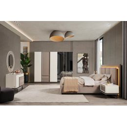 JVmoebel Schlafzimmer-Set Schlafzimmer Set Bett 2xNachttische Schminktisch Luxus neu 6tlg Design