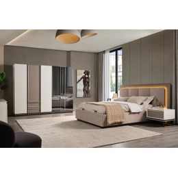 JVmoebel Schlafzimmer-Set Schlafzimmer Set Bett 2x Nachttische Kleiderschrank Luxus neu 4tlg