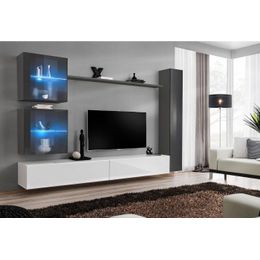 JVmoebel Wohnwand Designer Wohnwand Modern TV-Ständer Wohnmöbel Grau Einrichtung
